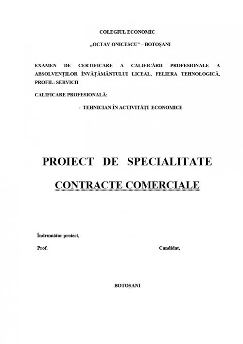 Atestat Contracte comerciale | Atestat Economie